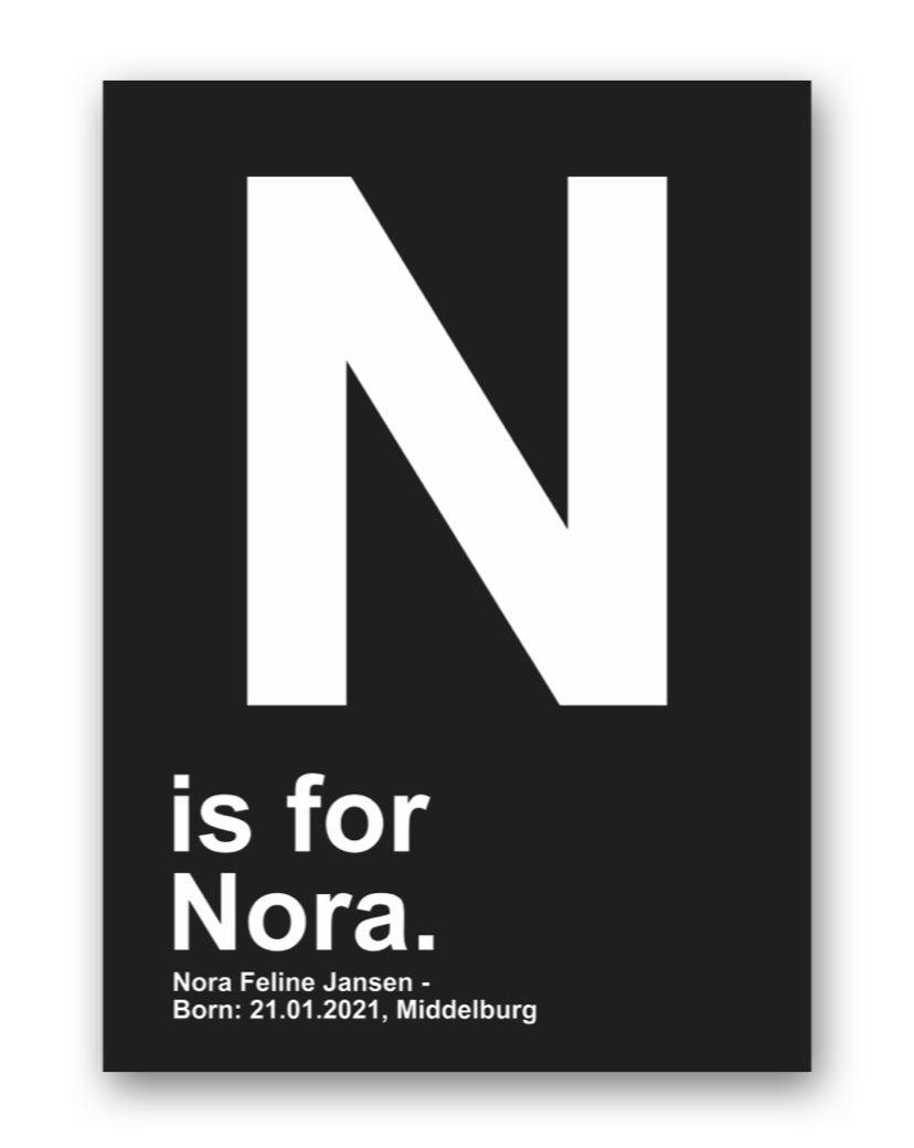 GEPERSONALISEERDE NAAM BABY POSTER – HUISJEVANSANNE
